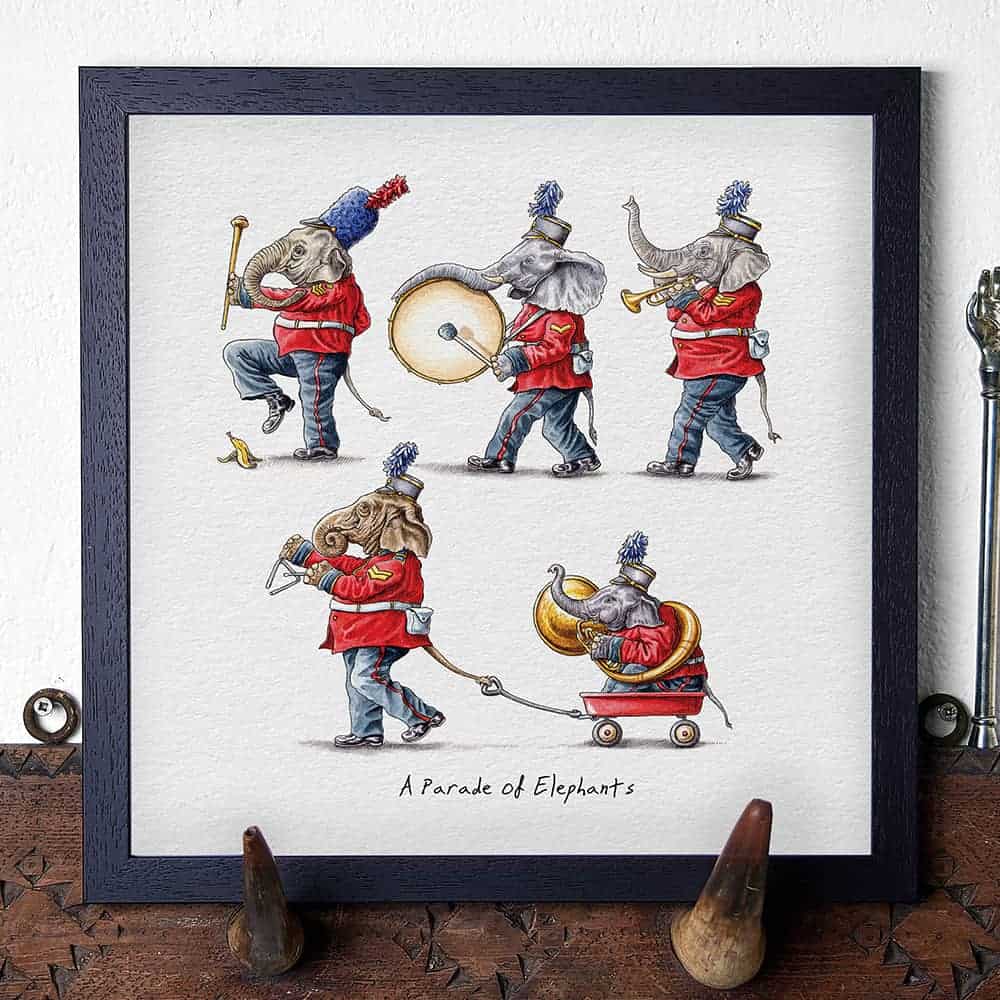 A Parade of Elephants Print - Elephant Art Print – Bewilderbeest